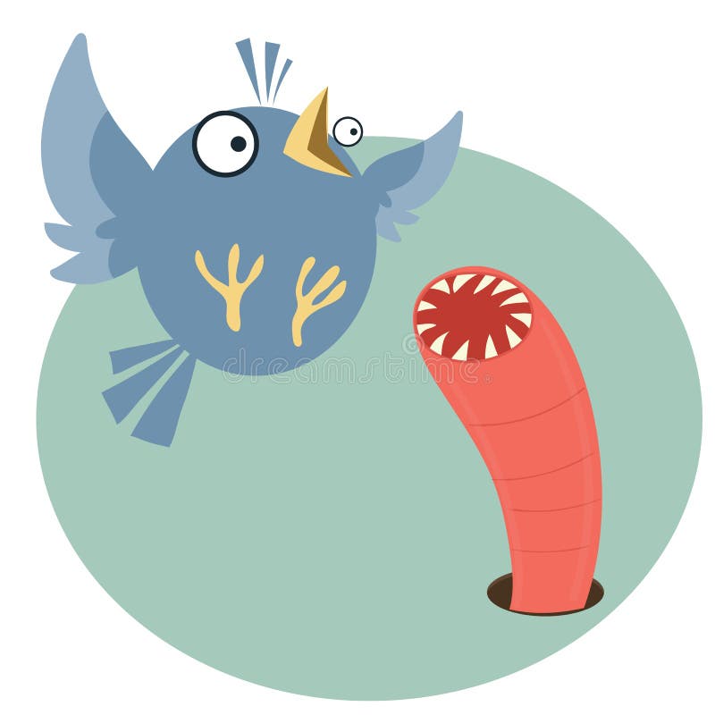 Cartoon bird and worm stock vector. Illustration of illustration - 32003365