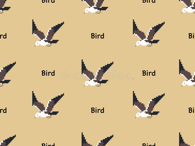 Bird Seamless Pattern on Brown Background.Pixel Style Stock Vector ...