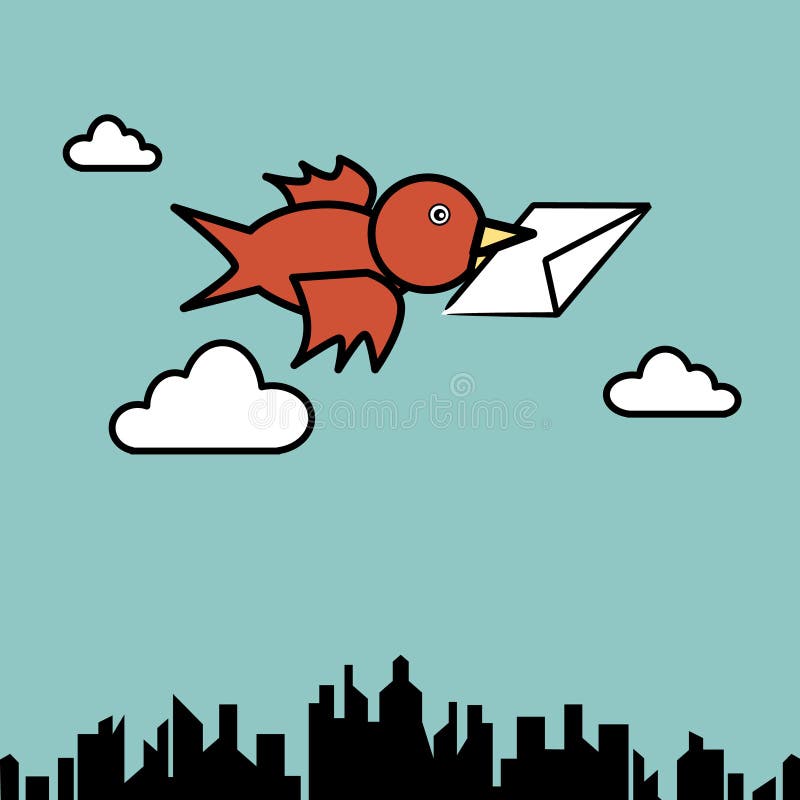 Bird sending letter stock vector. Illustration of above - 32402606