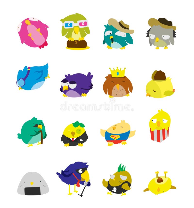 Bird Set Character stock illustration. Illustration of singer - 32417783