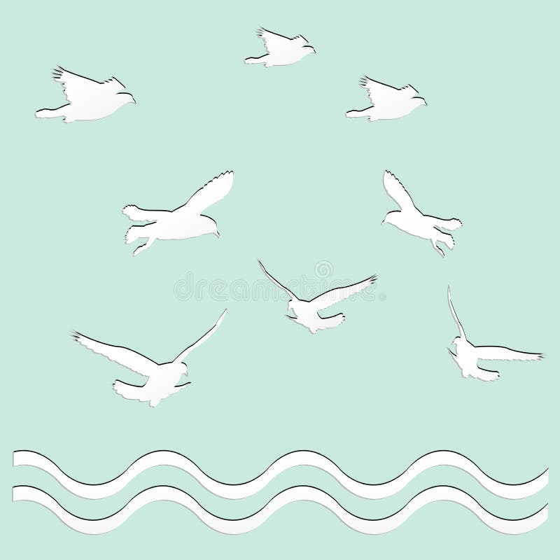 Bird Shape Flying with Paper Cutout. Stock Vector - Illustration of ...