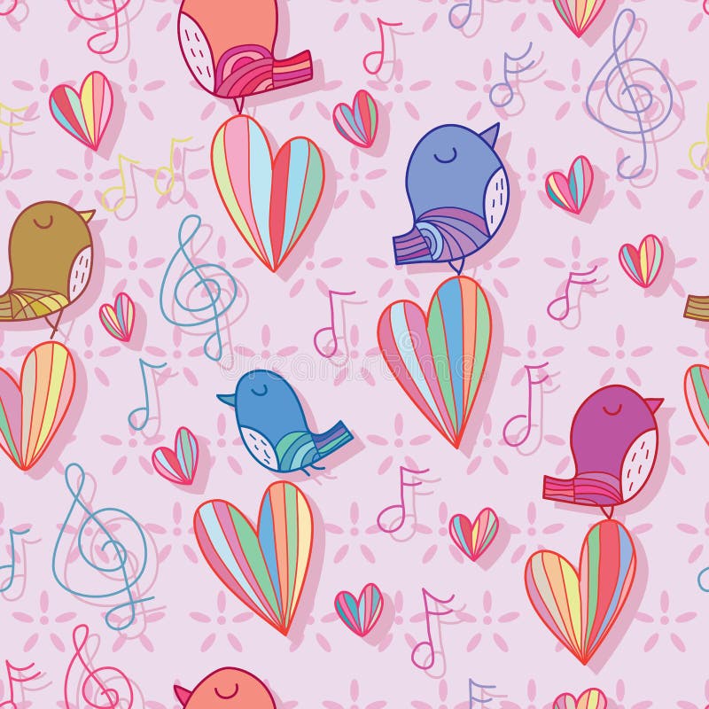 Bird and Music Seamless Pattern Stock Vector - Illustration of spring ...