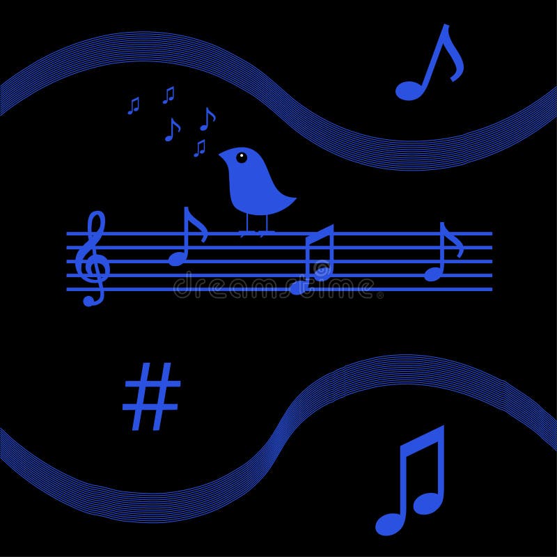 Bird singing musical notes stock vector. Illustration of cartoon - 13332737