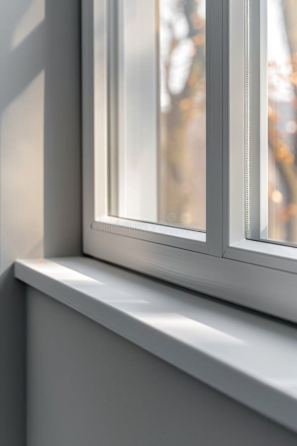 A Bird is Sitting on the Edge of a White Window Sill, Looking Out at ...