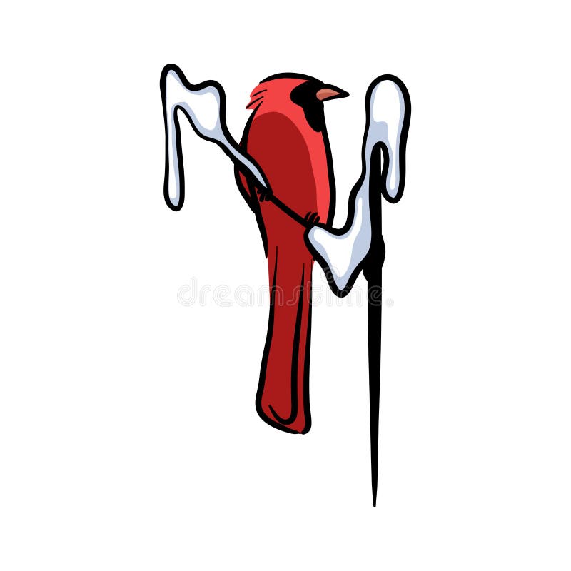 Bird Sitting on a Snowy Tree Branch Clip Art Stock Vector ...