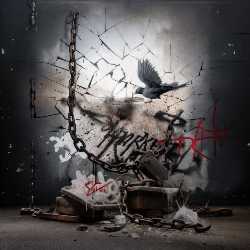 A Bird Sitting on Top of a Broken Window. AI Generative Image. Stock ...