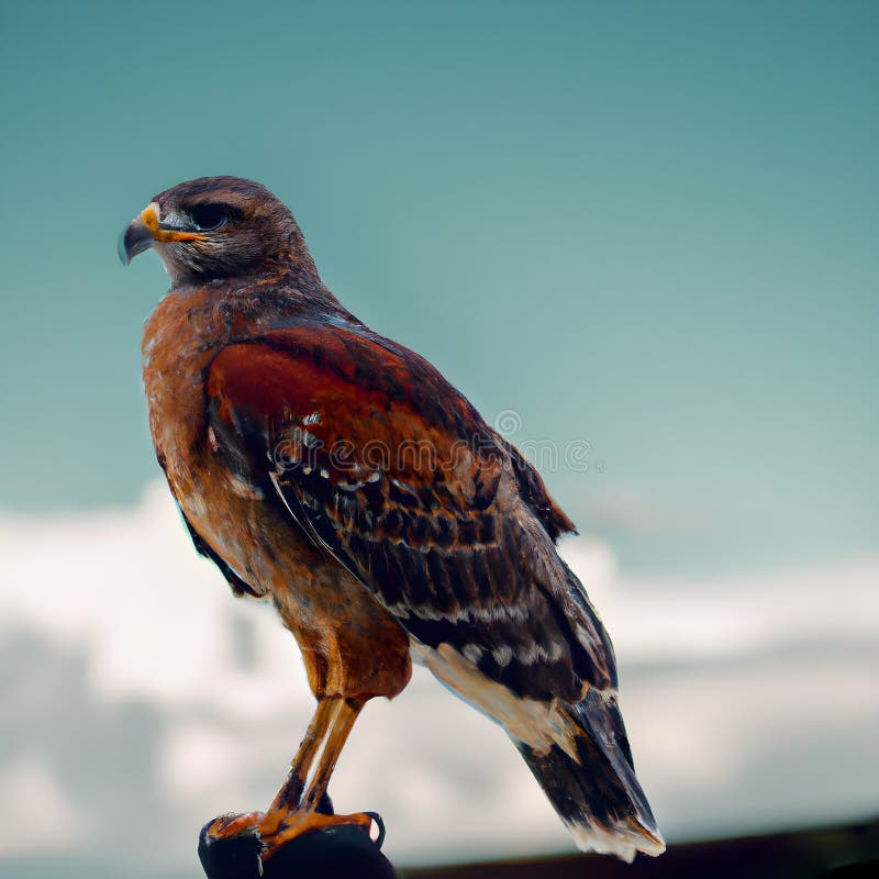 Bird Sitting on Top of a Rock. Hawk. Generative AI Stock Image - Image ...