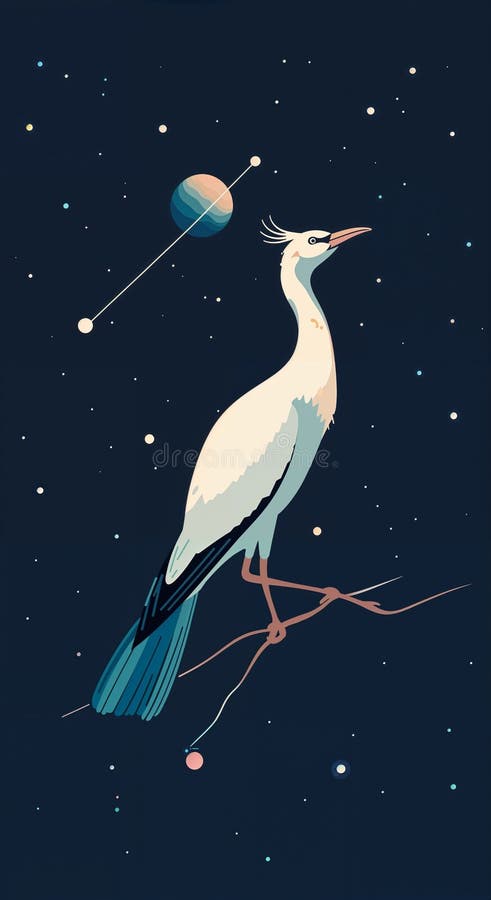 Bird in Space stock illustration. Illustration of drawing - 374622478