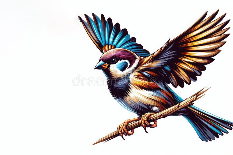 The Bird Spreads Its Wings, Ready To Fly. Space for Text. Stock Image ...