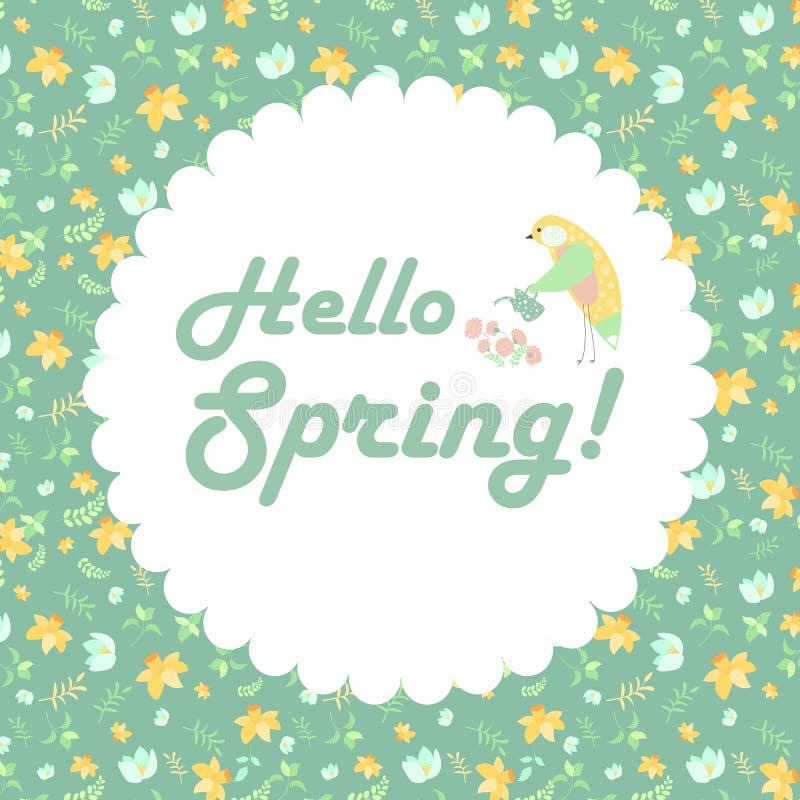 Bird and spring flowers stock vector. Illustration of drawing - 49148401