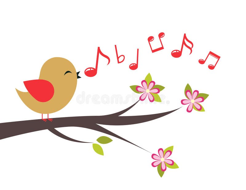 Bird with spring tree stock vector. Illustration of comic - 87847667