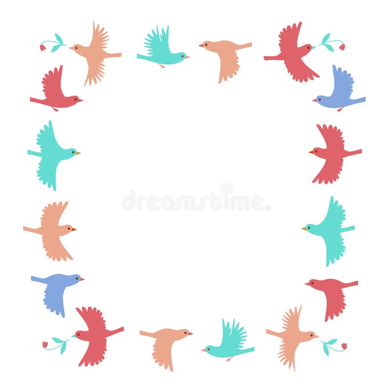 Bird Square Frame. Vector Color Image Background. Stock Vector ...