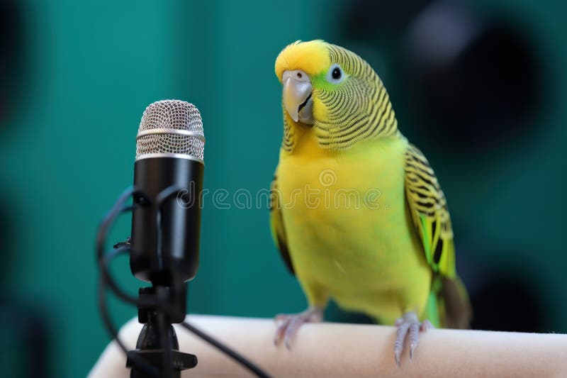 A Bird Standing on a Hand with a Microphone Stock Illustration ...