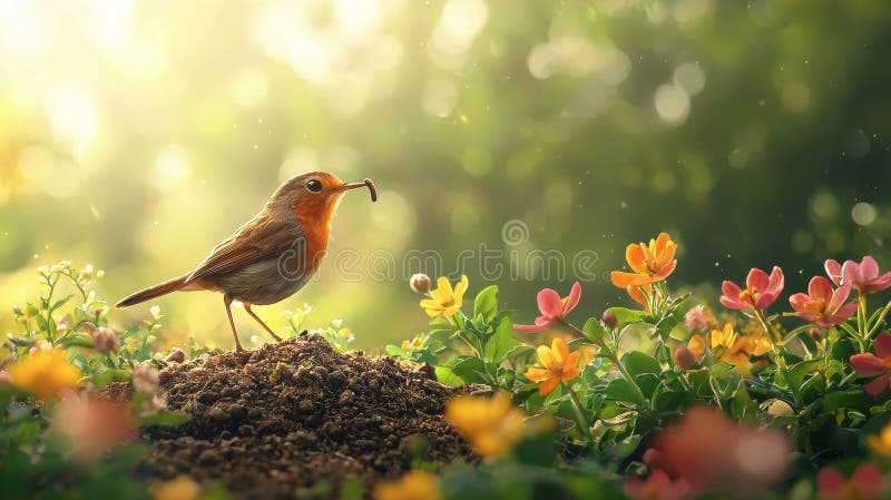 Bird Standing on a Mound of Dirt in a Natural Outdoor Environment ...