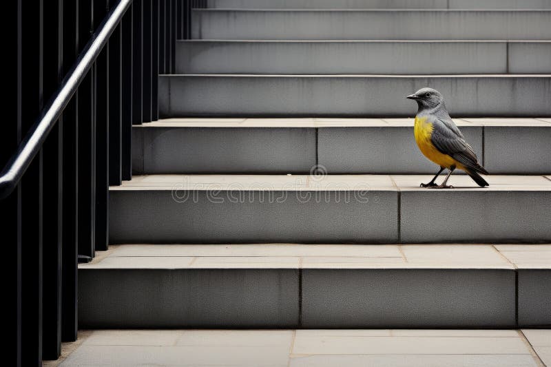 A Bird Standing on Some Stairs Stock Illustration - Illustration of ...