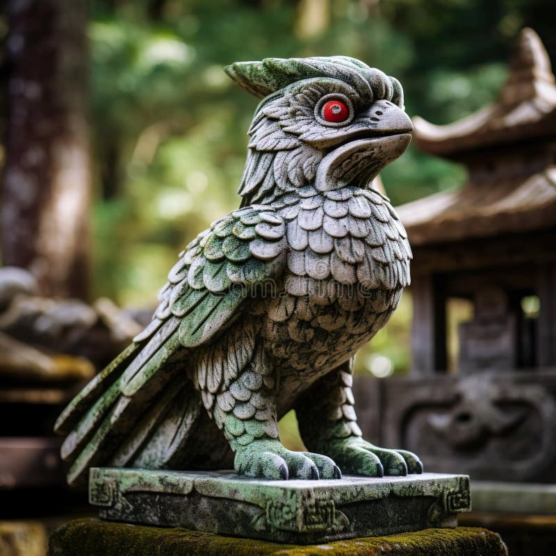 Bird statue with red eyes stock illustration. Illustration of antique ...