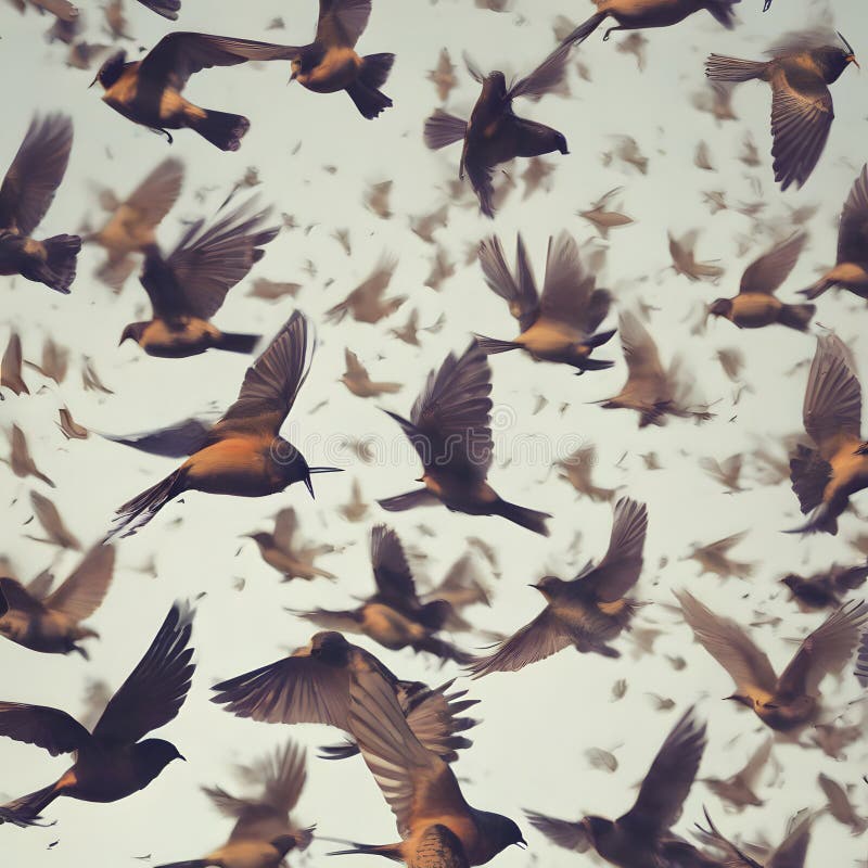 A Bird Swarm Flyes on Sky, AI-generated Stock Illustration ...