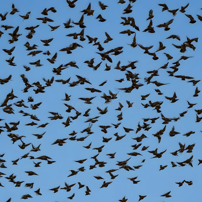 A Bird Swarm Flyes on Sky, AI-generated Stock Illustration ...