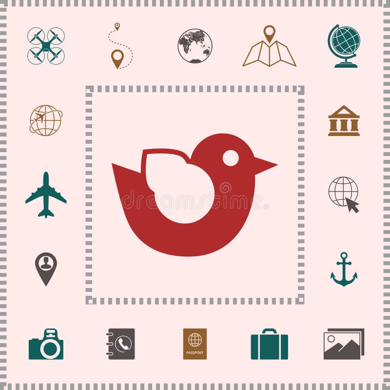 Bird symbol icon stock vector. Illustration of concept - 128431814