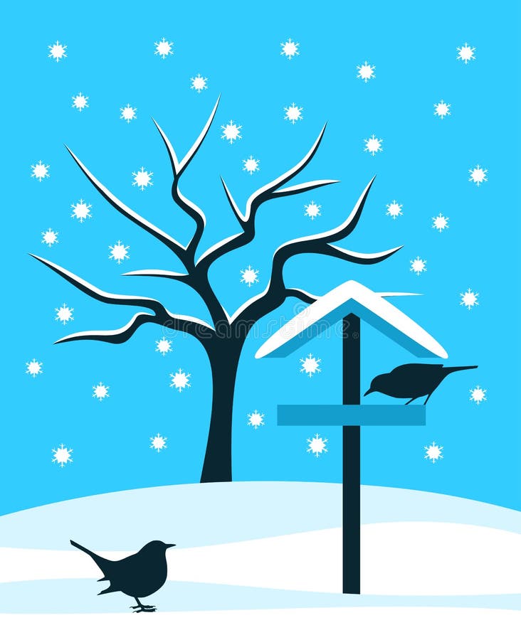 Bird table and birds stock vector. Illustration of branch - 61907171