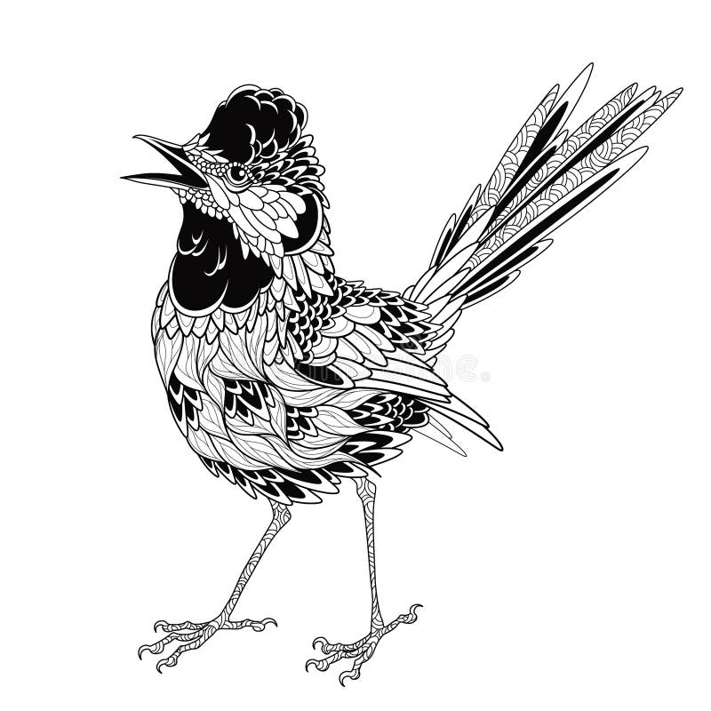 Bird Tattoo. Psychedelic, Zentangle Style Stock Vector - Illustration ...