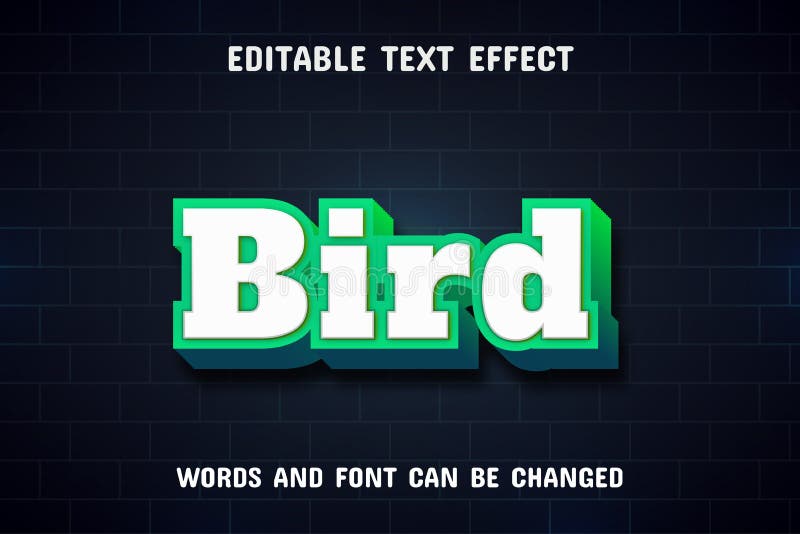Bird Text - Editable Text Effect Stock Vector - Illustration of brand ...