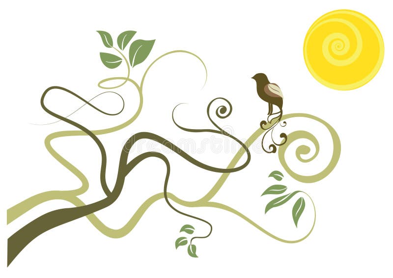 Bird on tree stock illustration. Illustration of abstract - 27375575