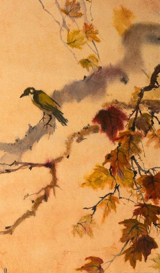 Bird on a tree stock illustration. Illustration of cherry - 38378937