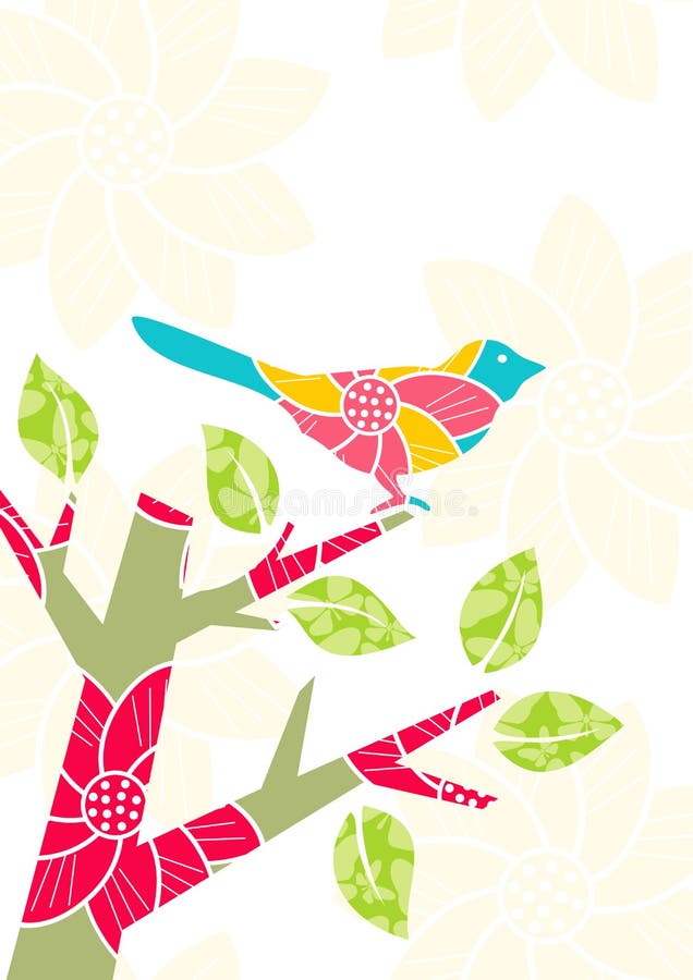 Bird on tree branch stock vector. Illustration of backdrop - 22402237