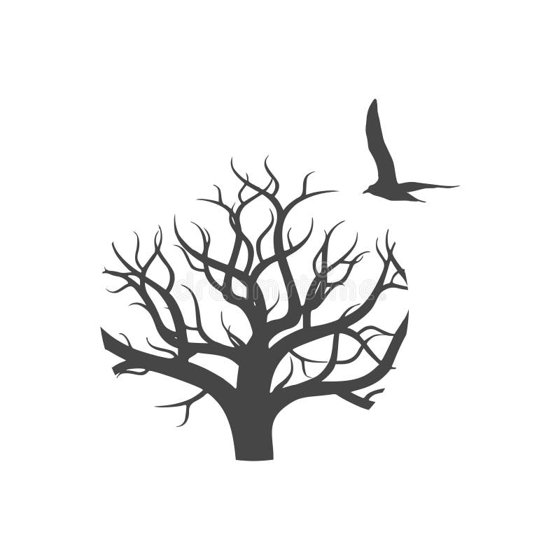 Bird and Tree Branches Logo Sticker Stock Vector - Illustration of ...