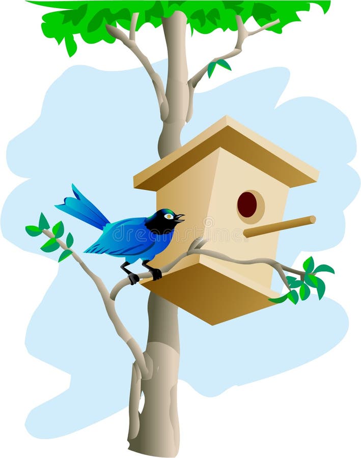 Bird and tree house stock illustration. Illustration of limb - 219741