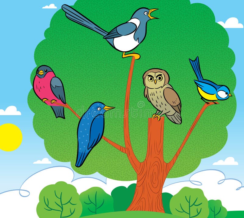 Bird on tree stock vector. Illustration of wildlife, design - 41409825