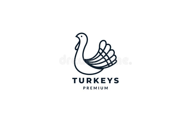 Bird Turkeys Simple Line Logo Vector Illustration Design Stock Vector ...