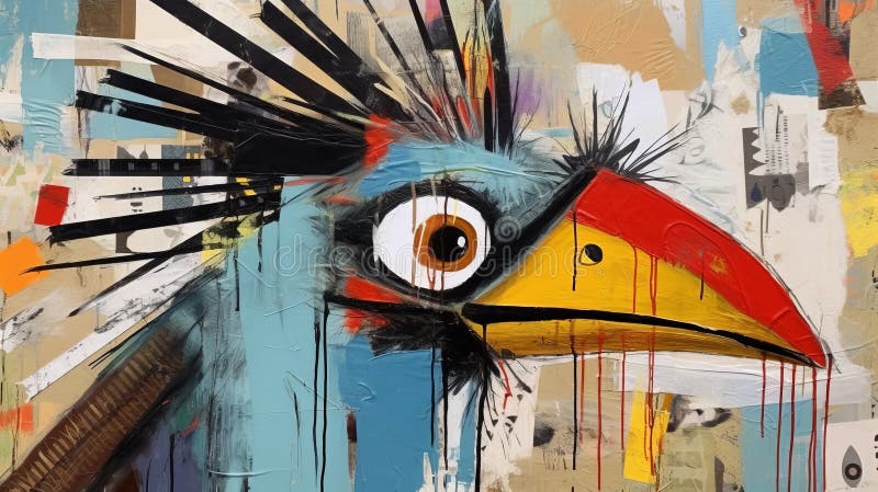 Colorful Bird: a Raw and Edgy Urban Emotions Painting Stock ...