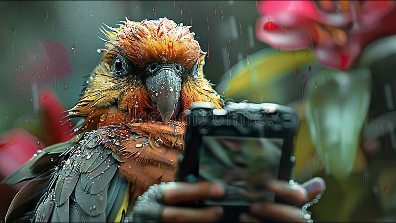 Bird Using Smartphone Dystopian Nature Animal Kingdom Intelligence ...