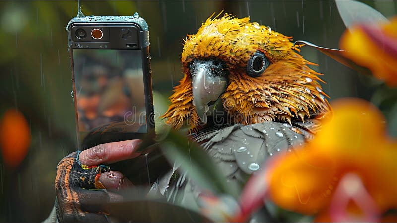Bird Using Smartphone Dystopian Nature Animal Kingdom Intelligence ...