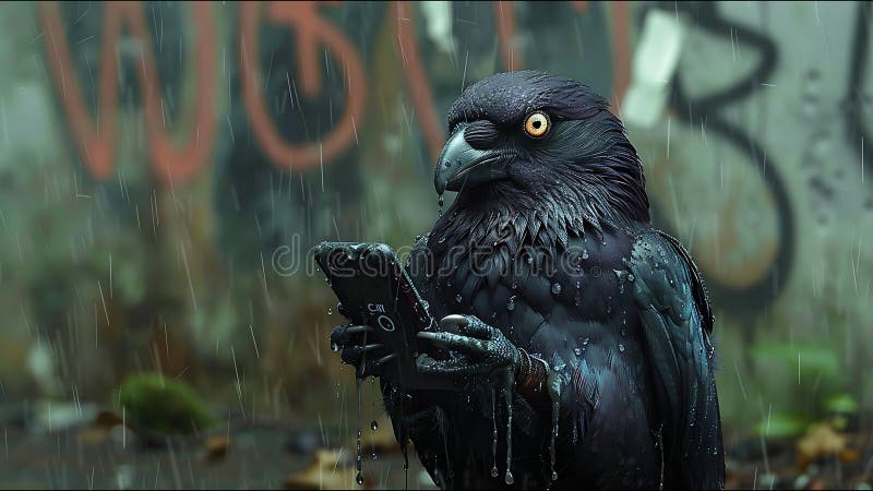 Bird Using Smartphone Dystopian Nature Animal Kingdom Intelligence ...