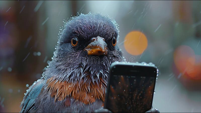 Bird Using Smartphone Dystopian Nature Animal Kingdom Intelligence ...