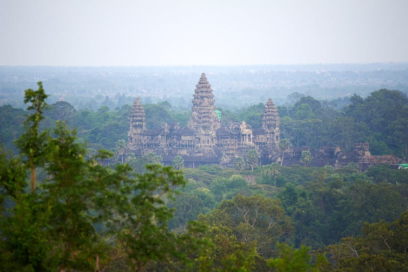 Bird view of Angkor Wat stock image. Image of building - 28141477