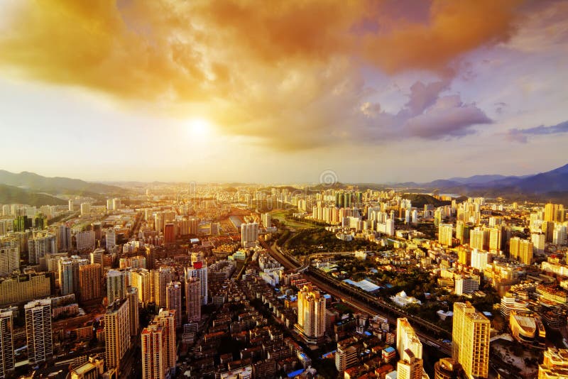 Chinese city stock photo. Image of dusk, cityscape, horizontal - 29815998