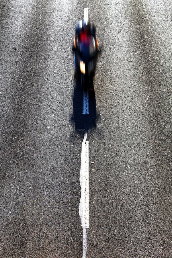 A Bird View of a Motorcycle on an Asphalt Road Stock Image - Image of ...