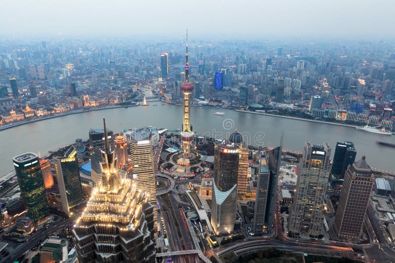 A Bird S Eye View of Shanghai Downtown Stock Photo - Image of ...