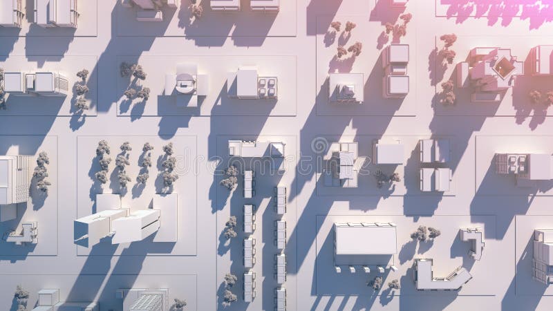 Bird View Shot of City Streets on Sunset. Stock Illustration ...