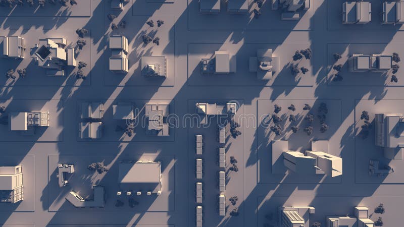 Bird View Shot of City Streets on Sunset. Stock Illustration ...