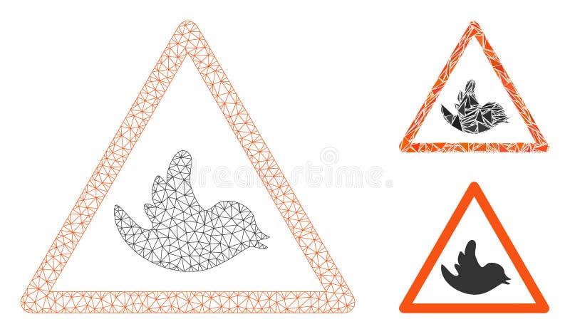Bird Warning Vector Mesh 2D Model and Triangle Mosaic Icon Stock Vector ...