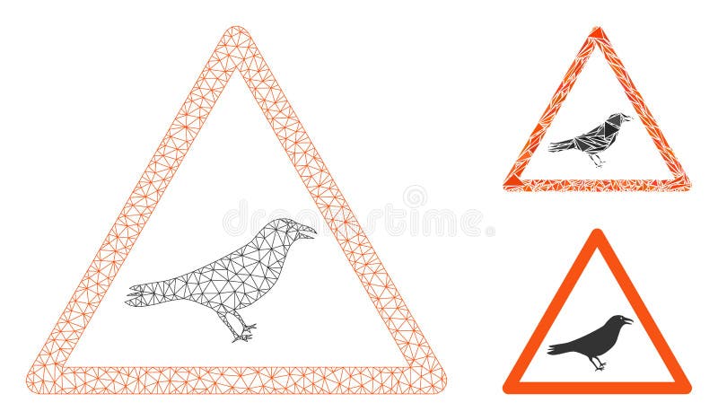 Bird Warning Vector Mesh Wire Frame Model and Triangle Mosaic Icon ...