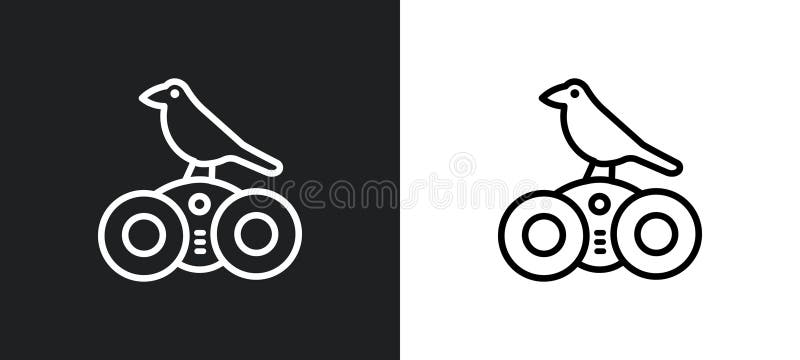 Bird Watching Outline Icon in White and Black Colors. Bird Watching ...