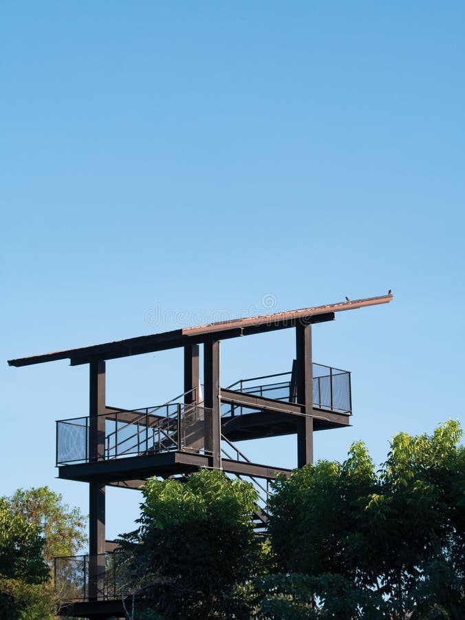 Bird watching tower stock image. Image of trees, structure - 282367699