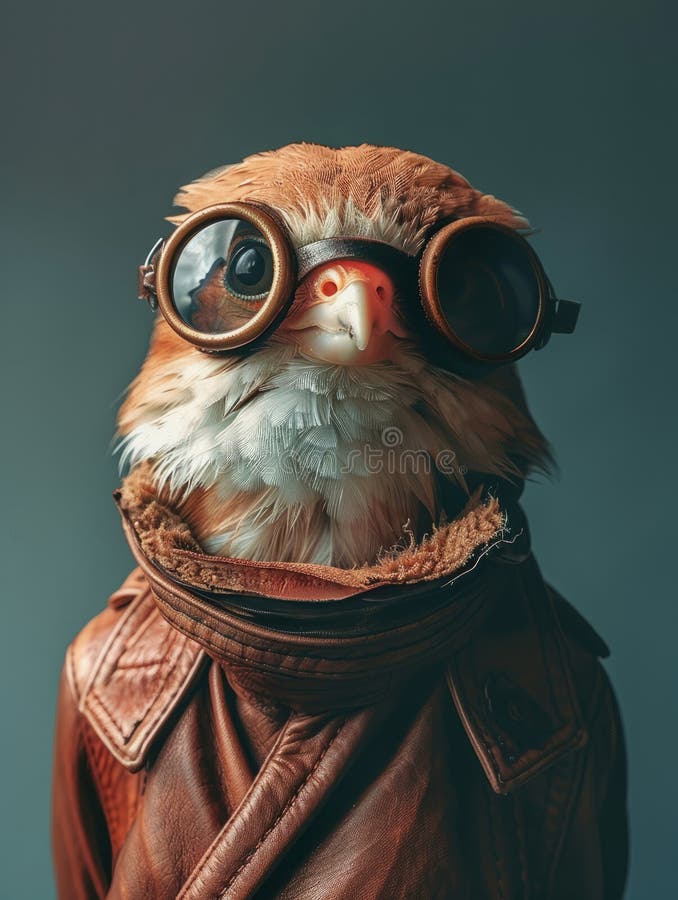 Bird Wearing Aviator Goggles and a Leather Jacket Stock Photo - Image ...