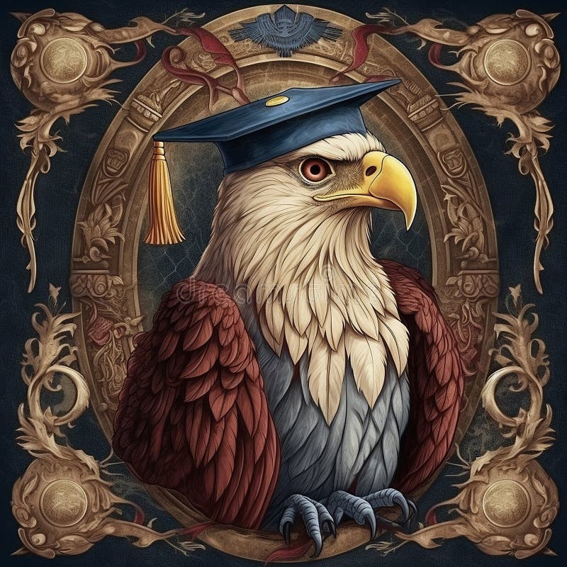 Bird Wearing Graduation Cap in Ornate Frame Design. Created Using Ai ...